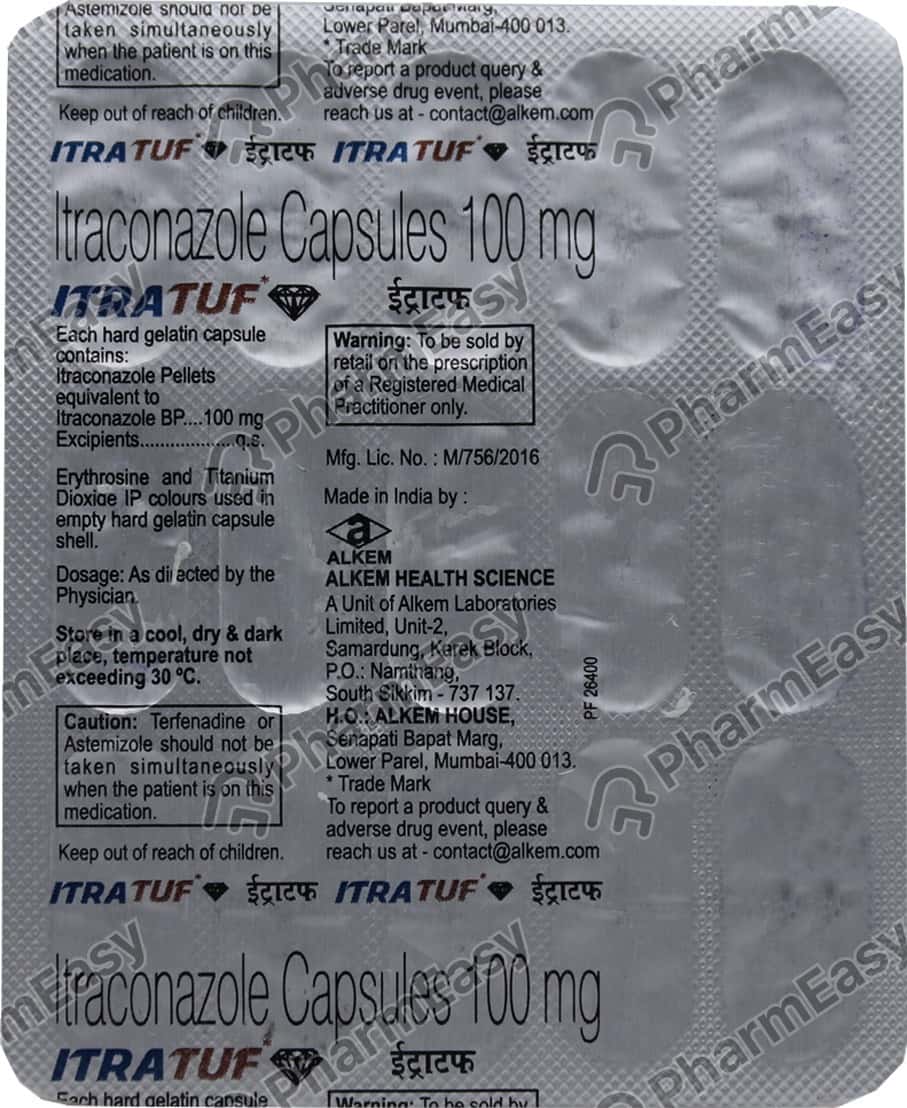 Itratuf 100 MG Capsule (15): Uses, Side Effects, Price & Dosage | PharmEasy