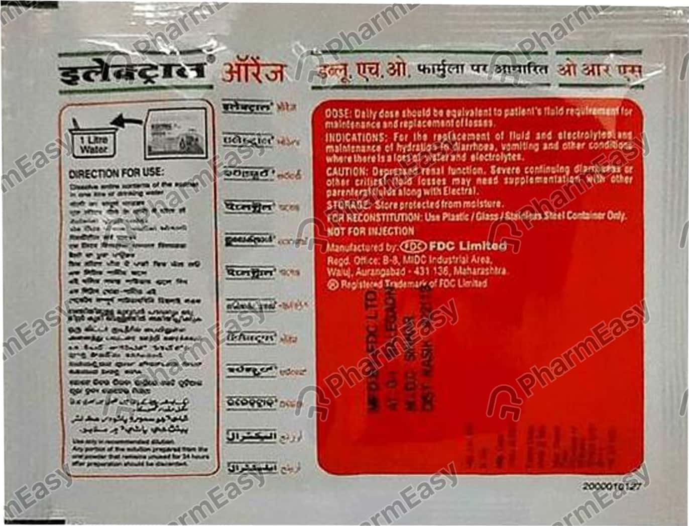 Electral Orange Flavour Sachet Of 21.80gm Powder: Uses, Side Effects ...