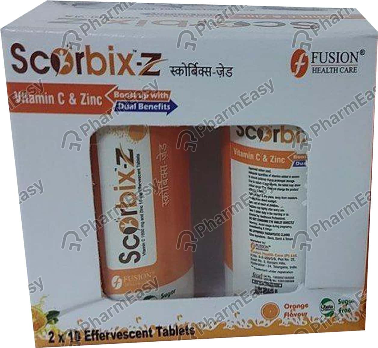 Scorbix-Z Tablet | Orange Flavour Sugar Free : Uses, Side-effects ...