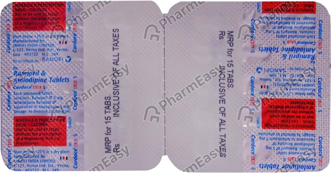 Cardace Am 5/10mg Strip Of 15 Tablets: Uses, Side Effects, Price ...