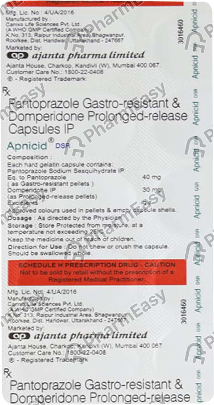 Apnicid Dsr Strip Of 10 Capsules: Uses, Side Effects, Price & Dosage ...