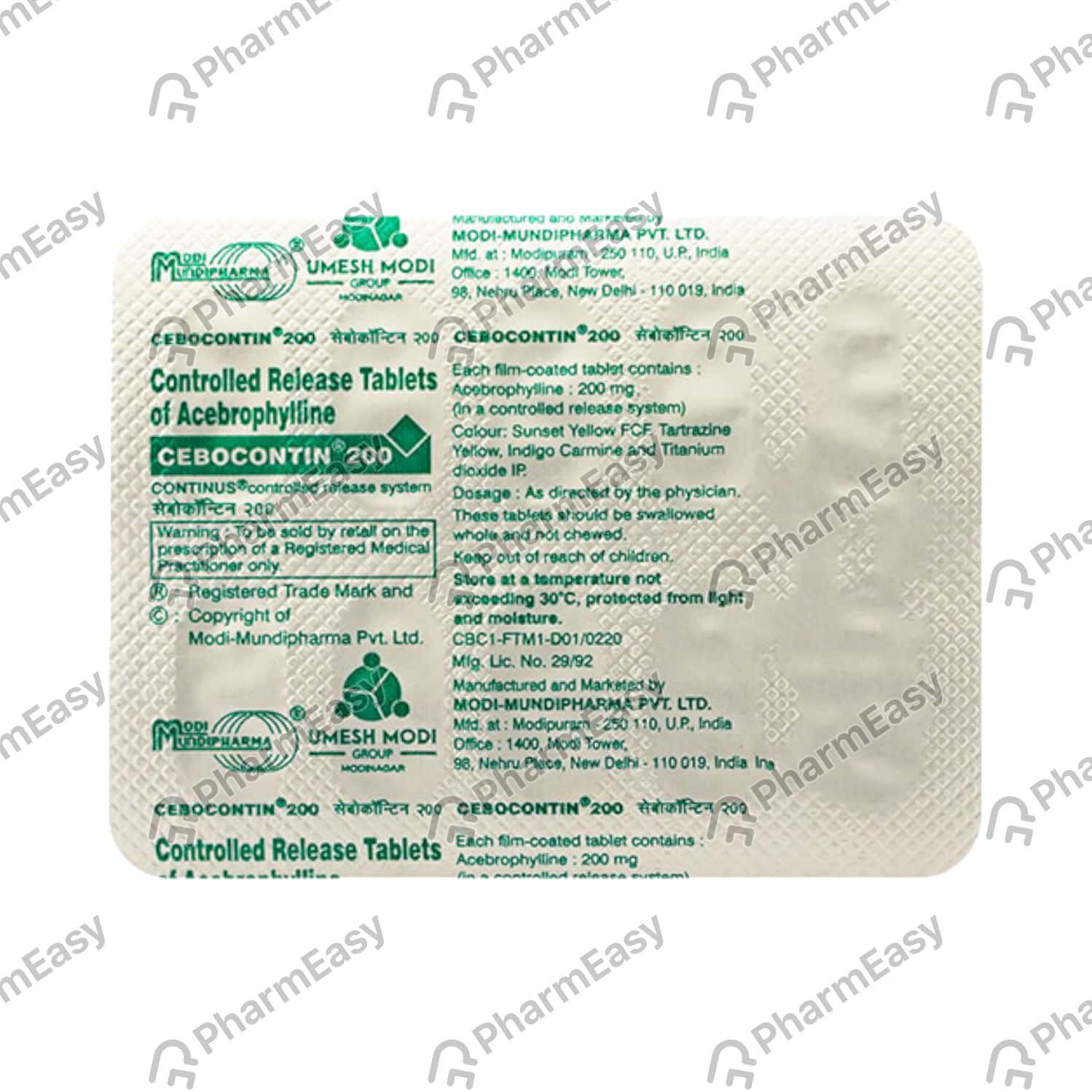 Cebocontin 200 MG Tablet (10): Uses, Side Effects, Price & Dosage ...