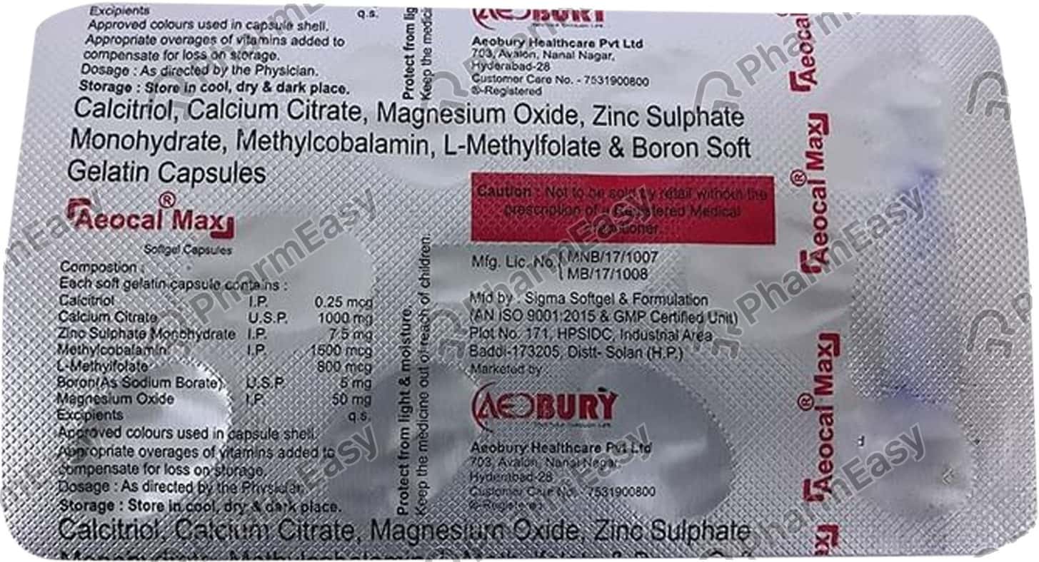 Buy Aeocal Max Strip Of 10 Capsules Online at Flat 15% OFF | PharmEasy