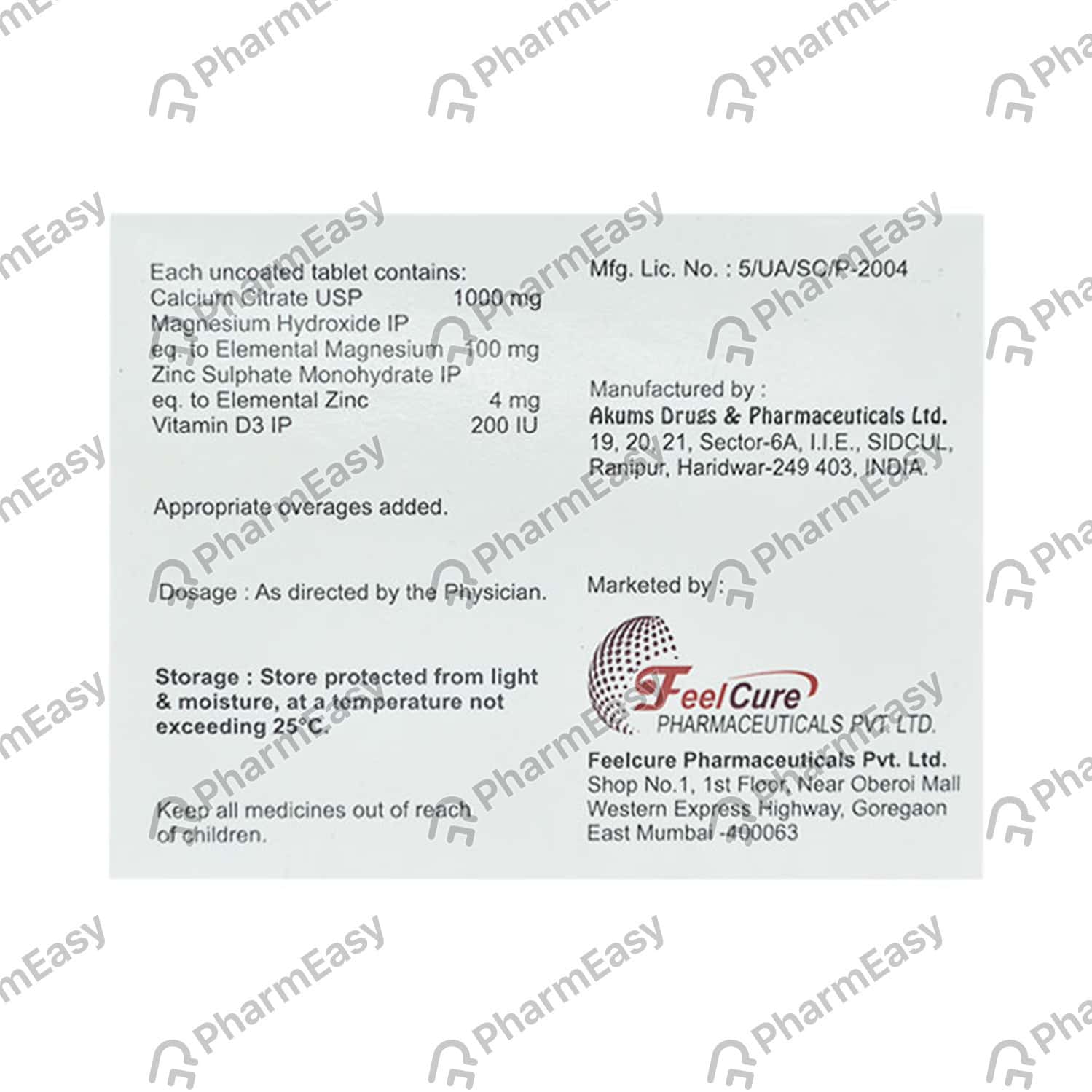 Feelcal Tablet: Uses, Side-effects, Price, Dosage & More Info - PharmEasy