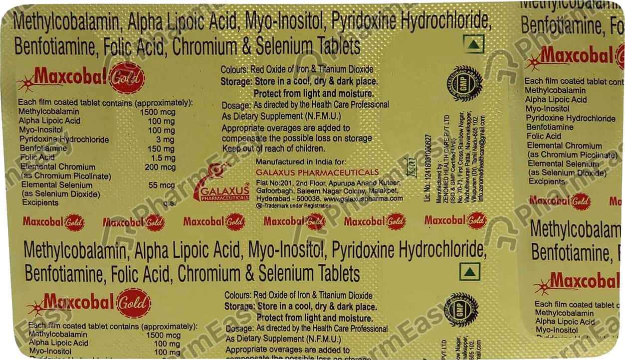 Buy Maxcobal Gold Strip Of 10 Tablets Online at Flat 15% OFF | PharmEasy