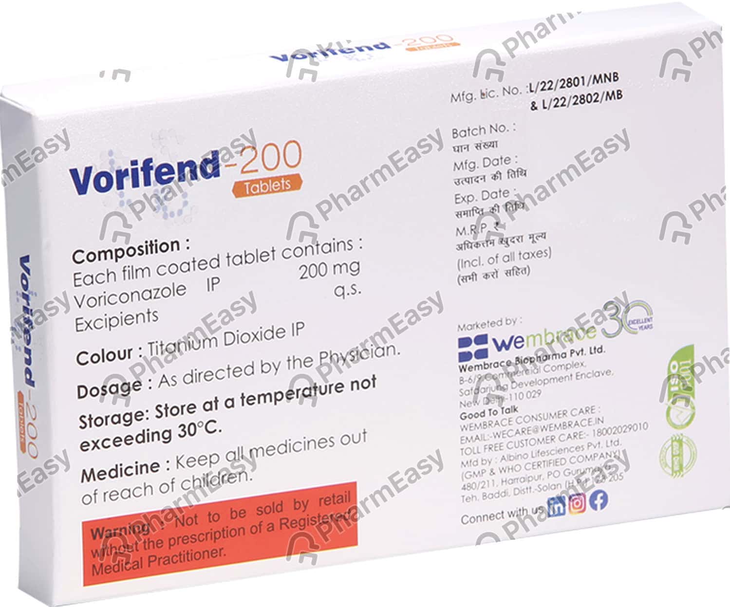 Buy Vorifend 200 MG Tablet (4) Online at Flat 15% OFF | PharmEasy