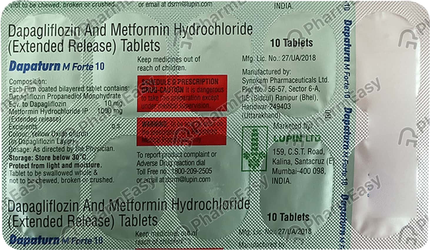 Dapaturn M Forte 10mg Strip Of 10 Tablets: Uses, Side Effects, Price ...