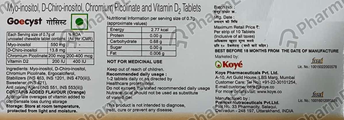 Buy Goecyst Strip Of 10 Tablets Online at Flat 15% OFF | PharmEasy