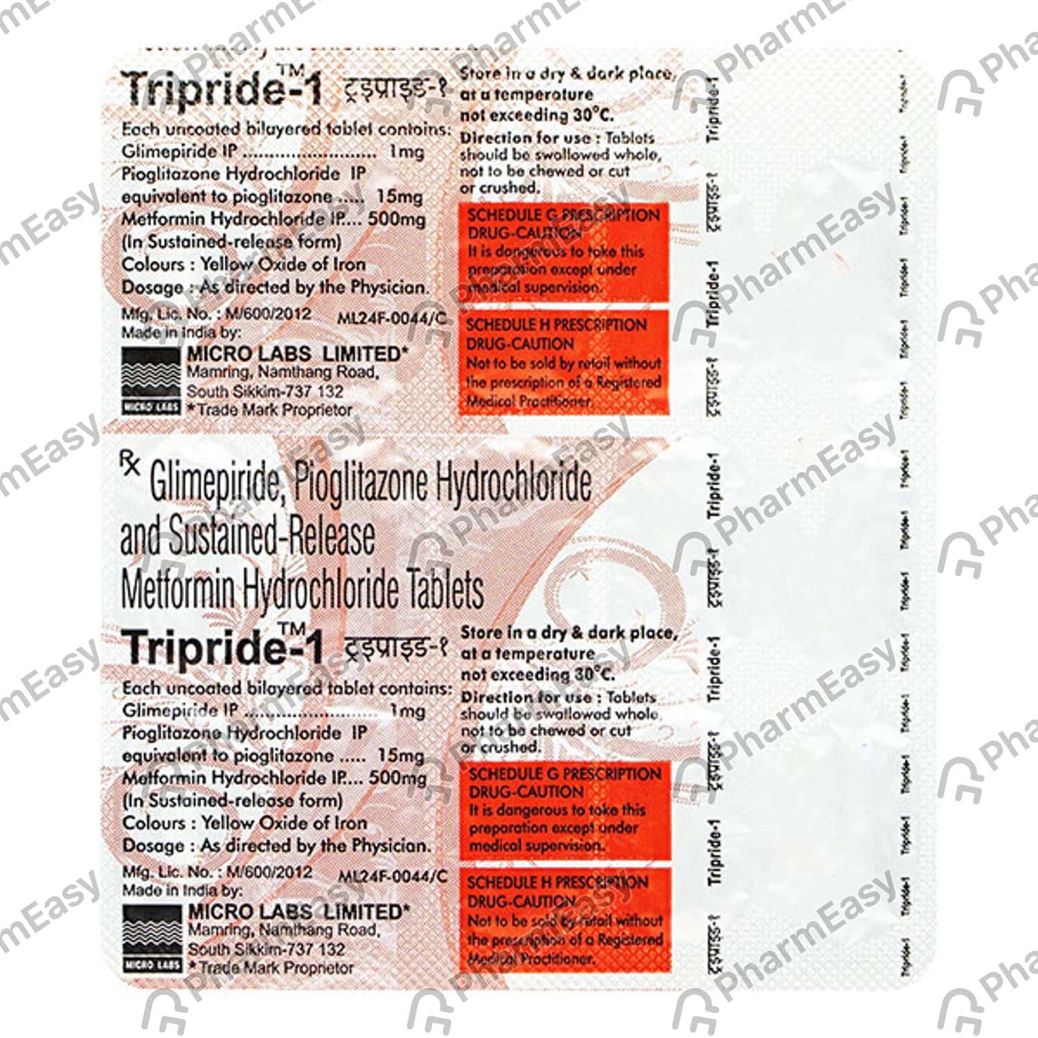 Tripride 1mg Strip Of 15 Tablets: Uses, Side Effects, Price & Dosage ...