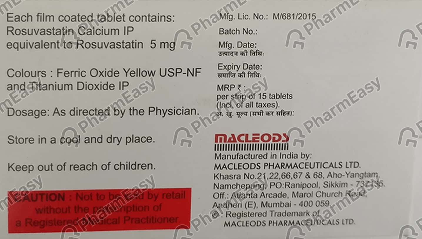 Rozustat 5 MG Tablet (15): Uses, Side Effects, Price & Dosage | PharmEasy