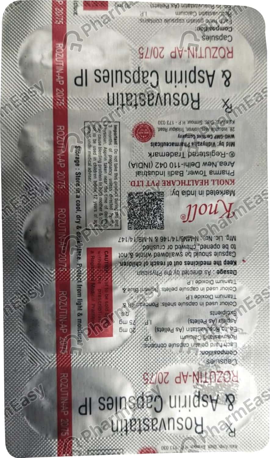 Rozutin Ap 20/75mg Strip Of 10 Capsules: Uses, Side Effects, Price ...