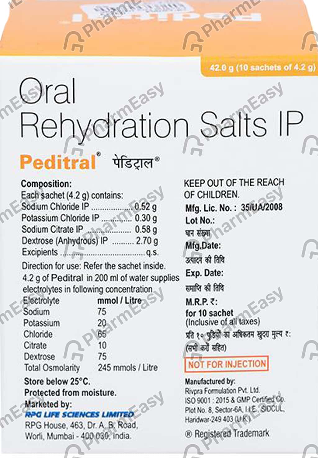 Peditral Orange Flavour Powder 4.2gm: Uses, Side Effects, Price ...