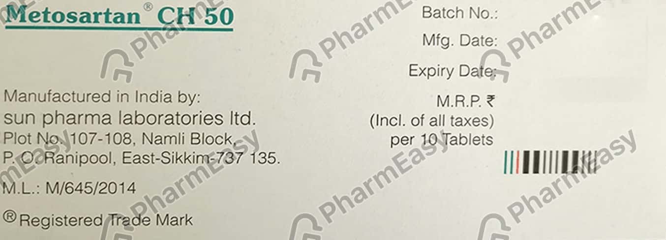 Metosartan Ch 50mg Strip Of 10 Tablets: Uses, Side Effects, Price ...