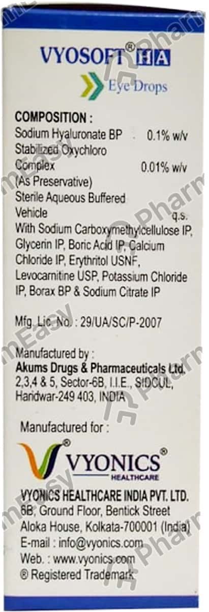 Vyosoft Ha 0.1 %W/V Eye Drop (10): Uses, Side Effects, Price & Dosage ...