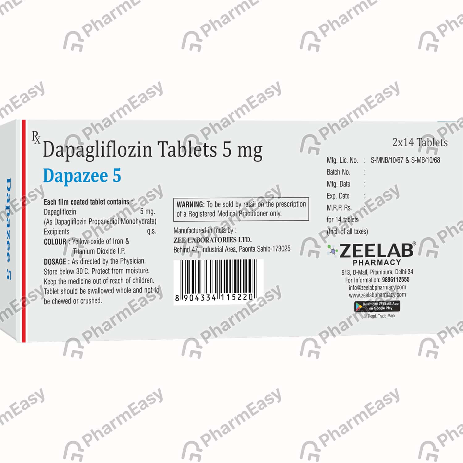 Buy Dapazee 5 MG Tablet (14) Online at Flat 15% OFF | PharmEasy