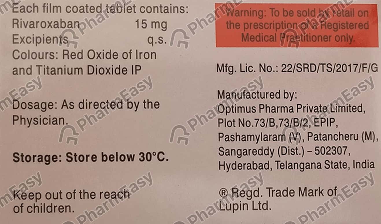 Rivaban 15 MG Tablet (14): Uses, Side Effects, Price & Dosage | PharmEasy