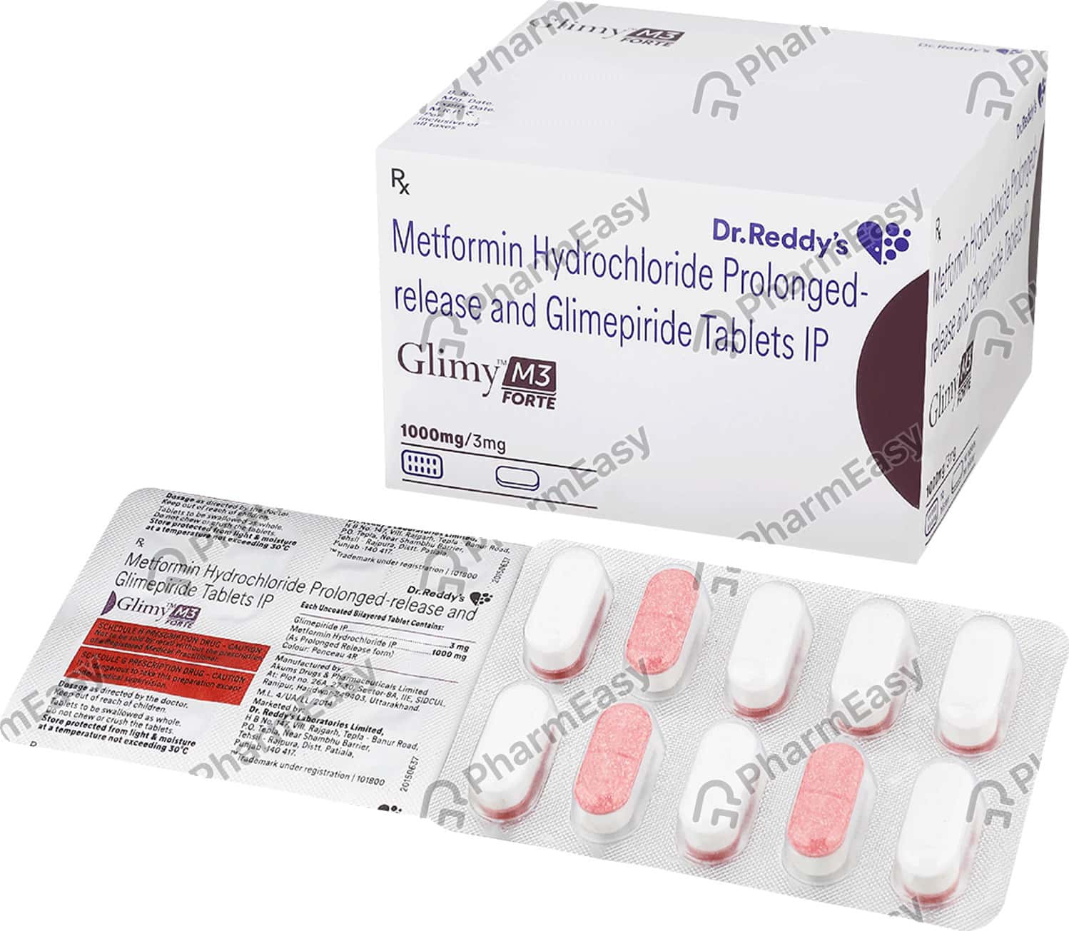 Glimy M 3mg Forte Strip Of 10 Tablets: Uses, Side Effects, Price & Dosage | PharmEasy