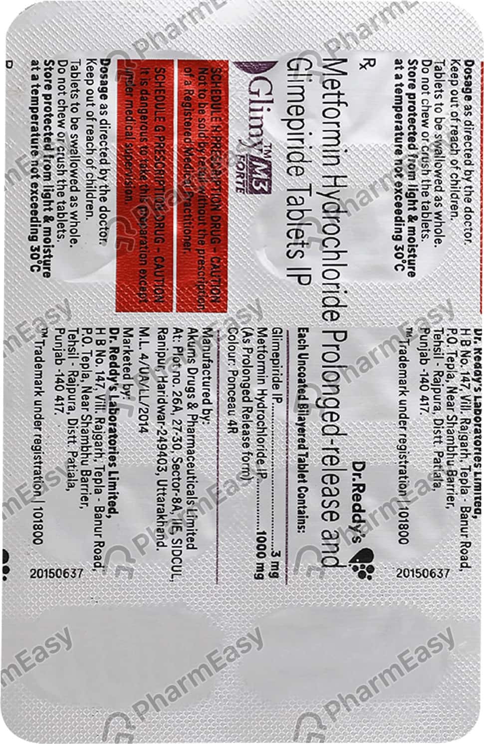 Glimy M 3mg Forte Strip Of 10 Tablets: Uses, Side Effects, Price ...