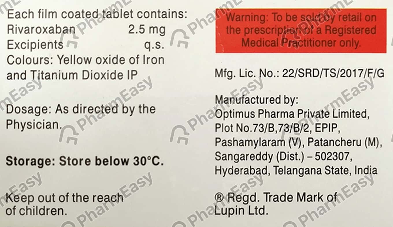 Rivaban 2.5 MG Tablet (14): Uses, Side Effects, Price & Dosage | PharmEasy