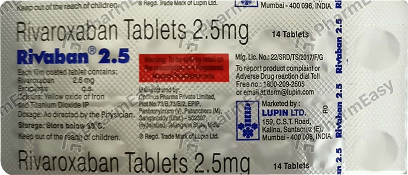 Rivaban 2.5 MG Tablet (14): Uses, Side Effects, Price & Dosage | PharmEasy