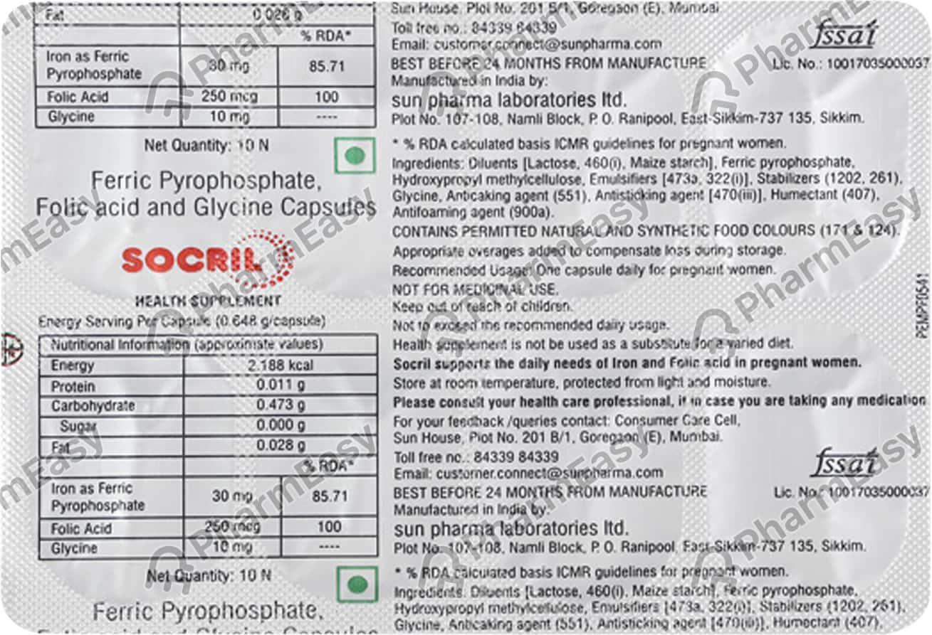 Buy Socril Strip Of 10 Capsules Online at Flat 15% OFF | PharmEasy
