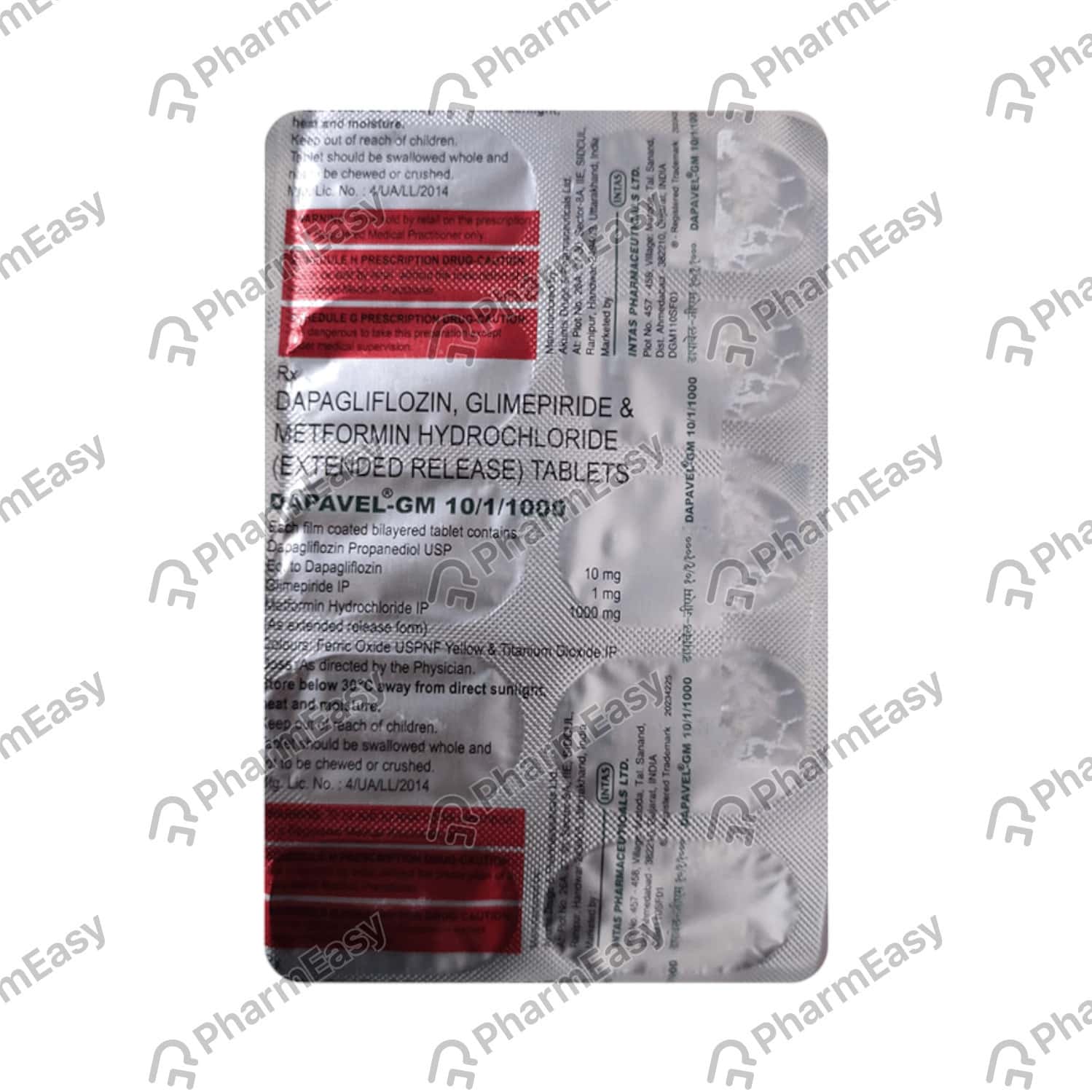 Dapavel Gm 10/1/1000mg Strip Of 10 Tablets: Uses, Side Effects, Price & Dosage | PharmEasy