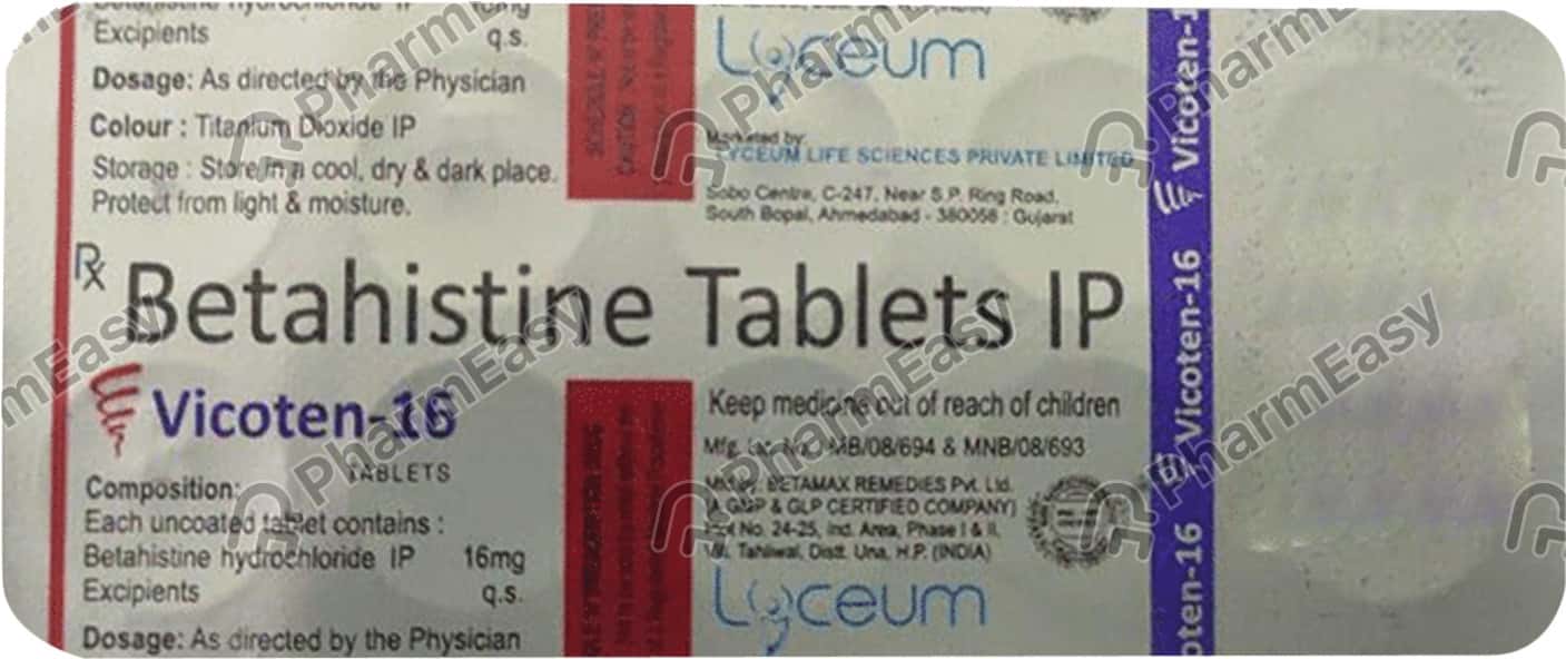 Vicoten 16 MG Tablet (10): Uses, Side Effects, Price & Dosage | PharmEasy