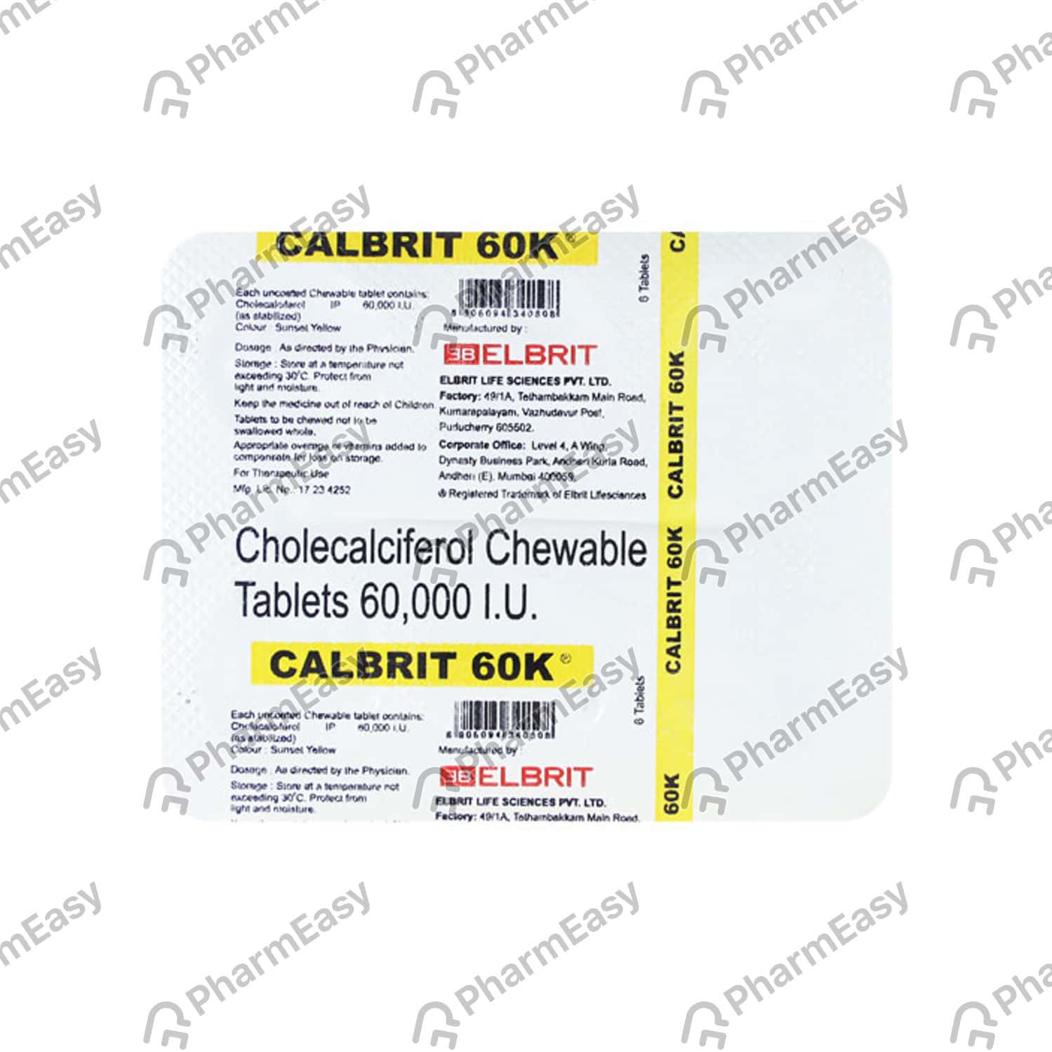 Calbrit 60000 IU Chewable Tablet (6): Uses, Side Effects, Price ...