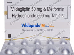 Vildapride M 50/500mg Strip Of 10 Tablets: Uses, Side Effects, Price ...