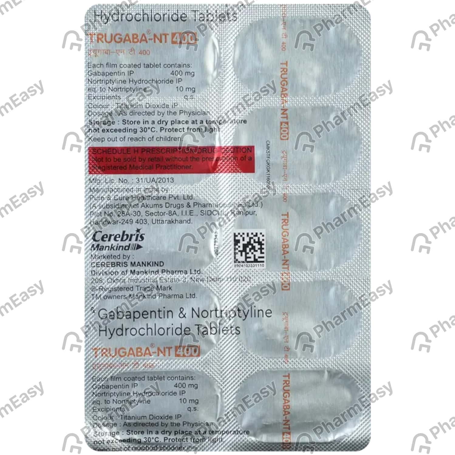 Trugaba Nt 400mg Strip Of 10 Tablets: Uses, Side Effects, Price ...