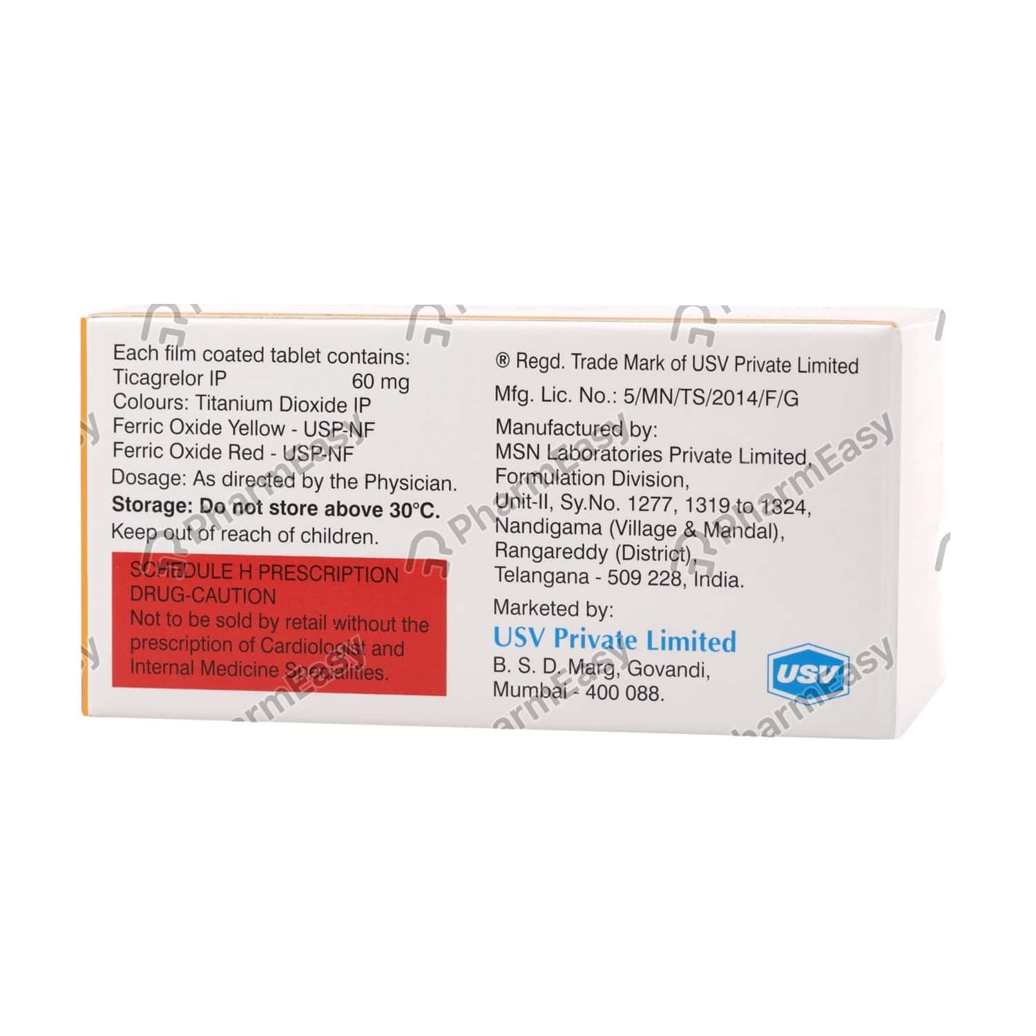 Buy Ticaspan 60 MG Tablet (10) Online at Flat 18% OFF* | PharmEasy