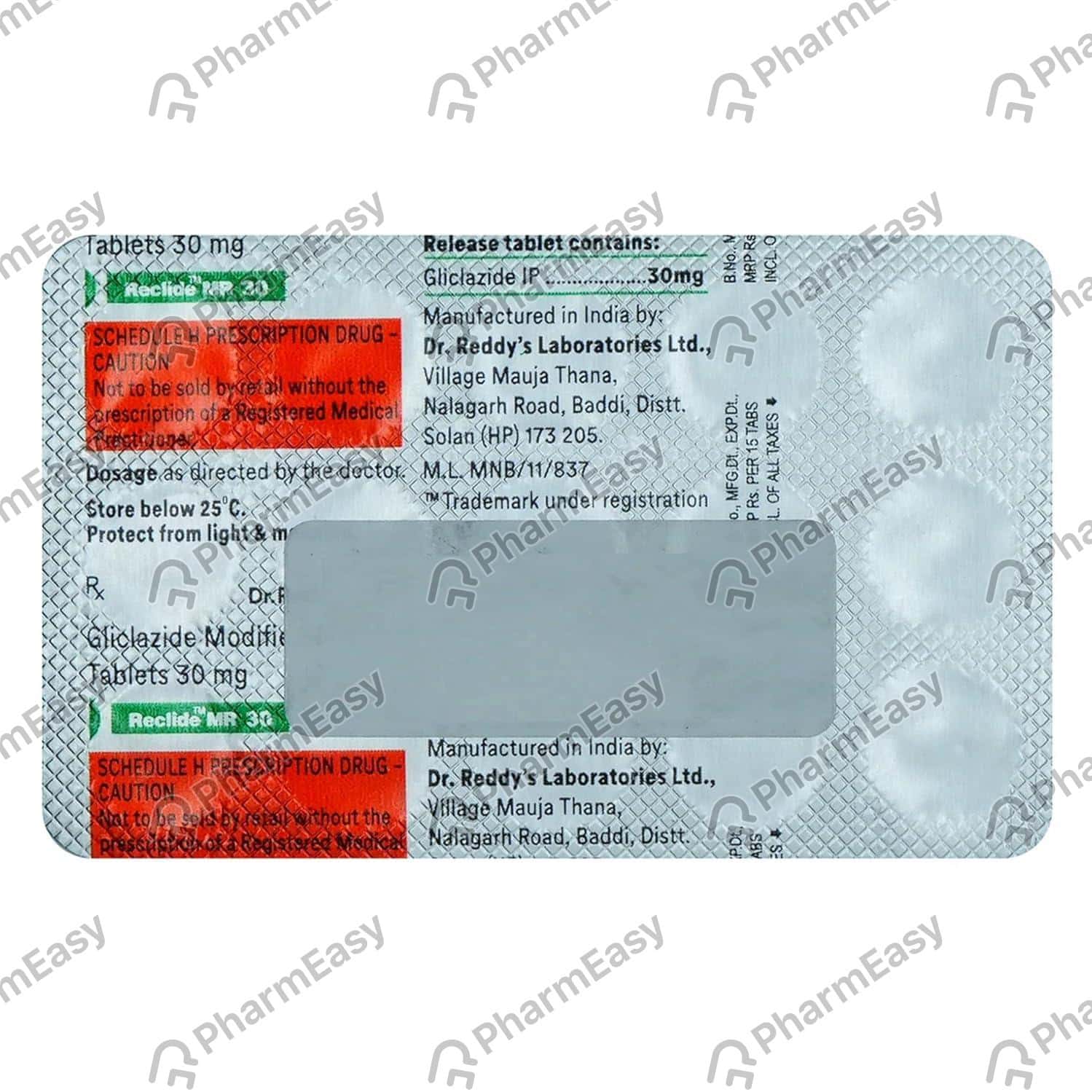 Buy Reclide Mr 30 MG Tablet (15) Online at Flat 15% OFF | PharmEasy