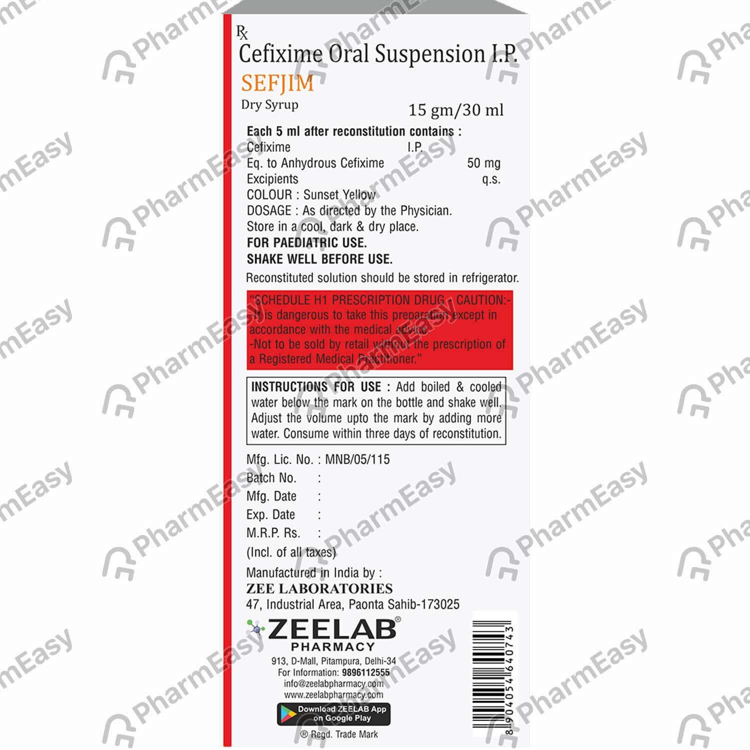 Buy Sefjim 50 MG/5ML Dry Syrup (30) Online at Flat 15% OFF | PharmEasy