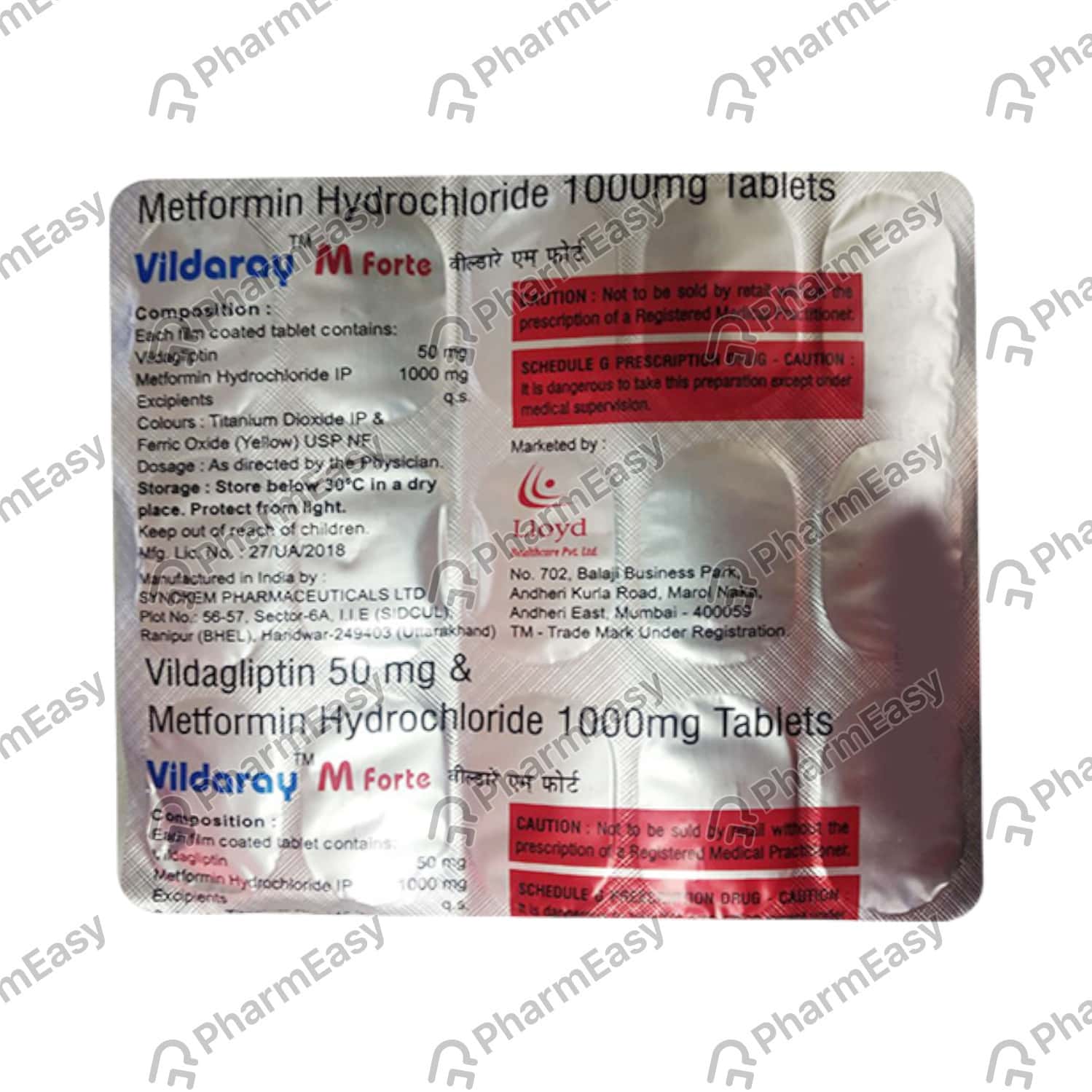 Order Vildaray M Forte Strip Of 15 Tablets Online at discount rate