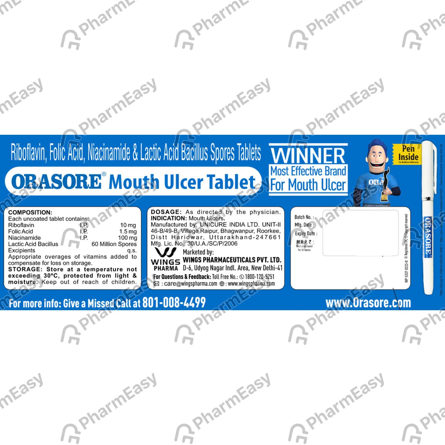Buy Orasore Strip Of 10 Mouth Ulcer Tablets Online at Flat 15% OFF ...