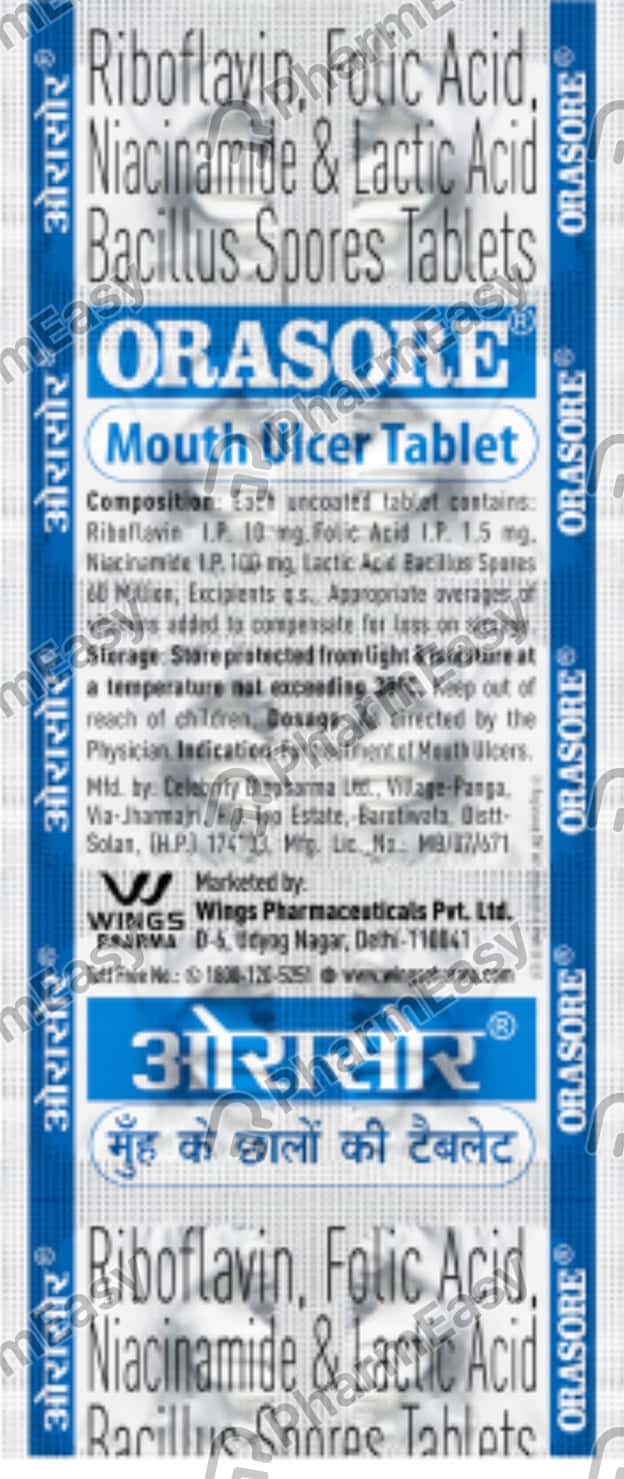 Buy Orasore Strip Of 10 Mouth Ulcer Tablets Online at Flat 15% OFF ...