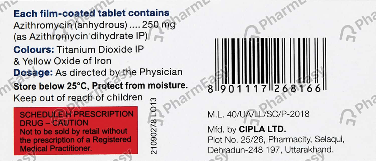 Azomycin 250 MG Tablet (6): Uses, Side Effects, Price & Dosage | PharmEasy