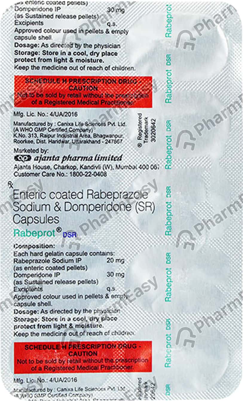 Rabeprot Dsr Strip Of 10 Capsules: Uses, Side Effects, Price & Dosage ...