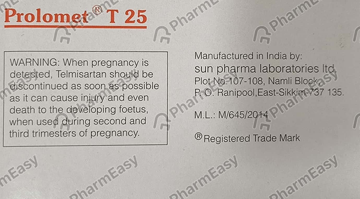 Prolomet T 25mg Strip Of 10 Tablets: Uses, Side Effects, Price & Dosage ...