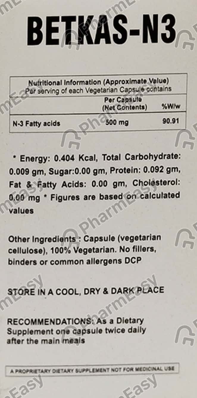 Buy Betkas N3 500 MG Capsule (15) Online at Flat 15% OFF | PharmEasy