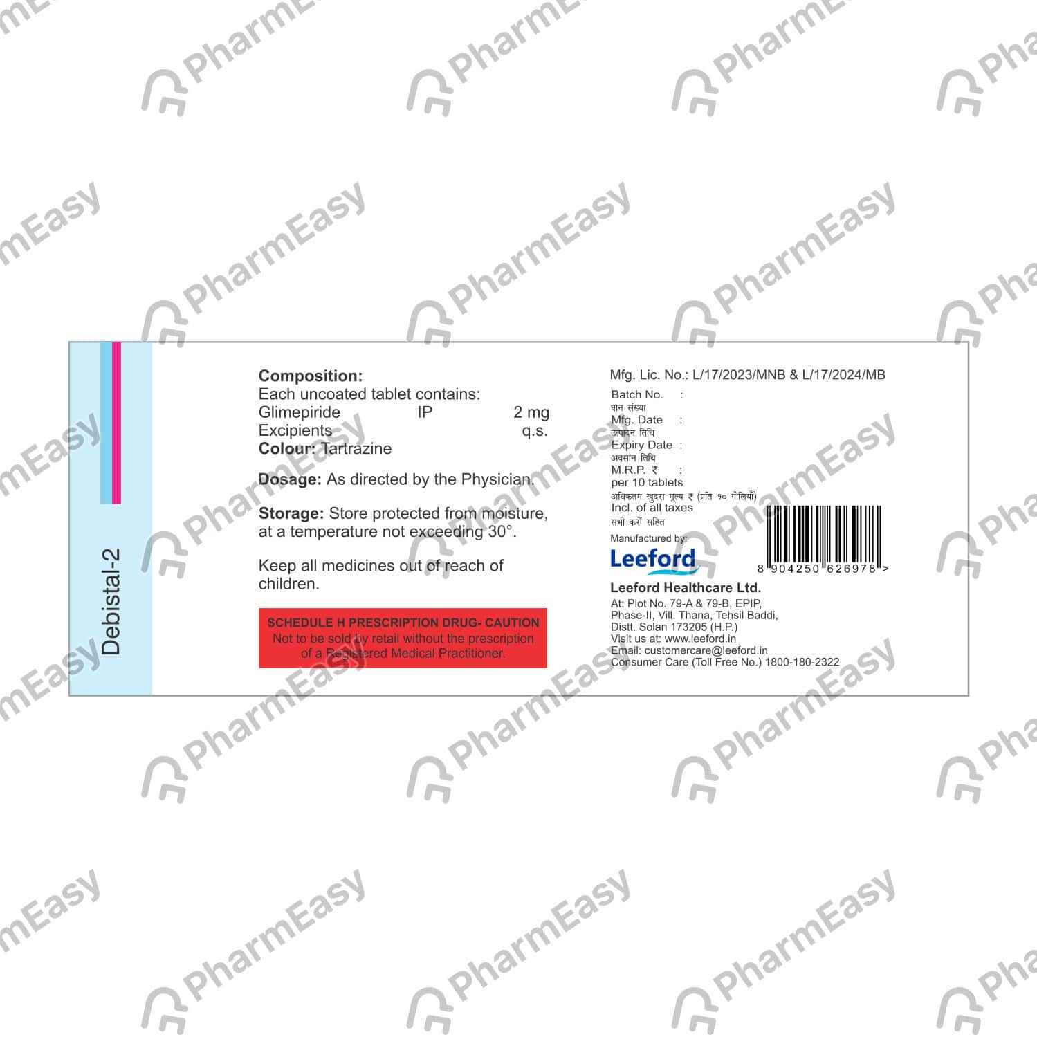 Buy Debistal 2 MG Tablet (10) Online at Flat 15% OFF | PharmEasy