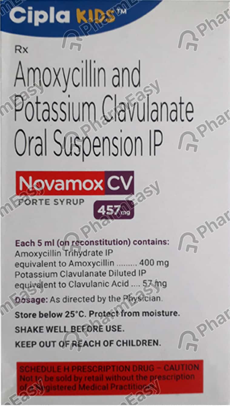 Novamox Cv Forte 457mg Tangy Orange Flavour Dry Syrup 60ml: Uses, Side ...
