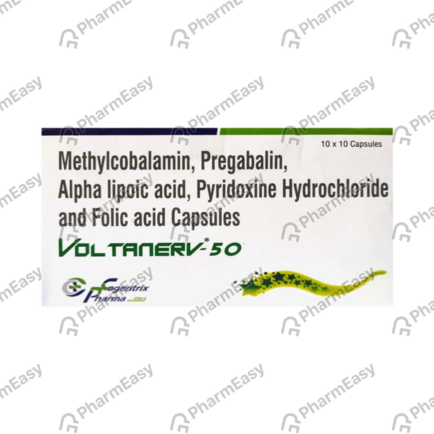 Voltanerv 50 Strip Of 10 Capsules: Uses, Side Effects, Price & Dosage ...