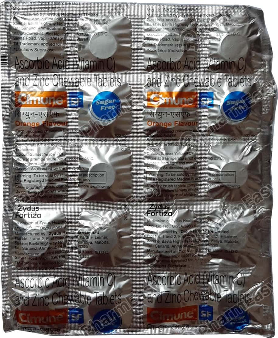 Buy Cimune Sf Orange Flavour Strip Of 20 Chewable Tablets Online at ...