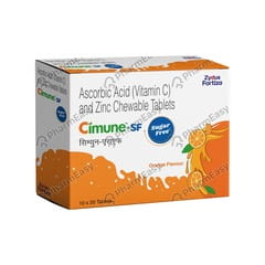 Buy Cimune Sf Orange Flavour Strip Of 20 Chewable Tablets Online at ...