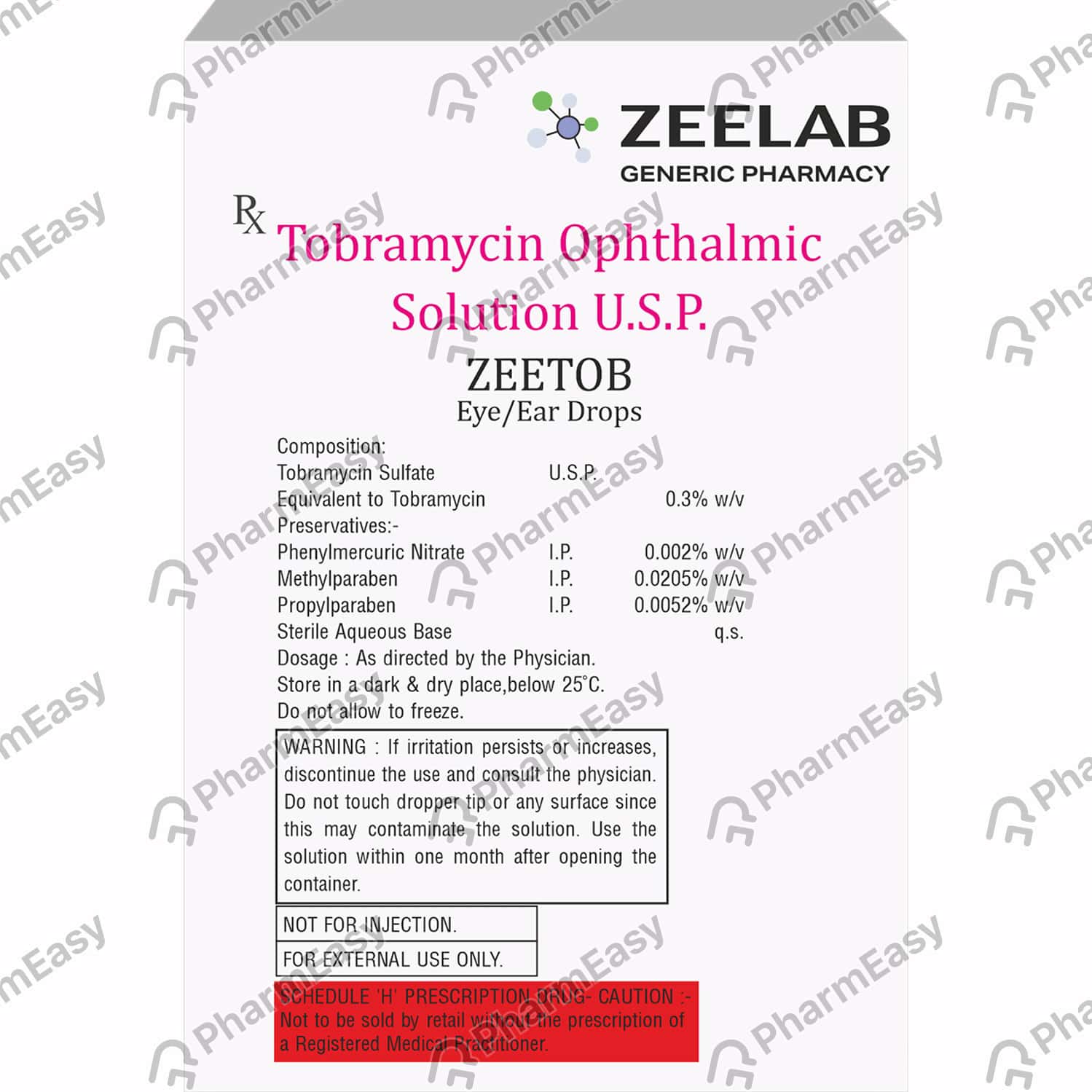 Buy Zeetob 0.3 %W/V Eye Drop (5) Online at Flat 15% OFF | PharmEasy
