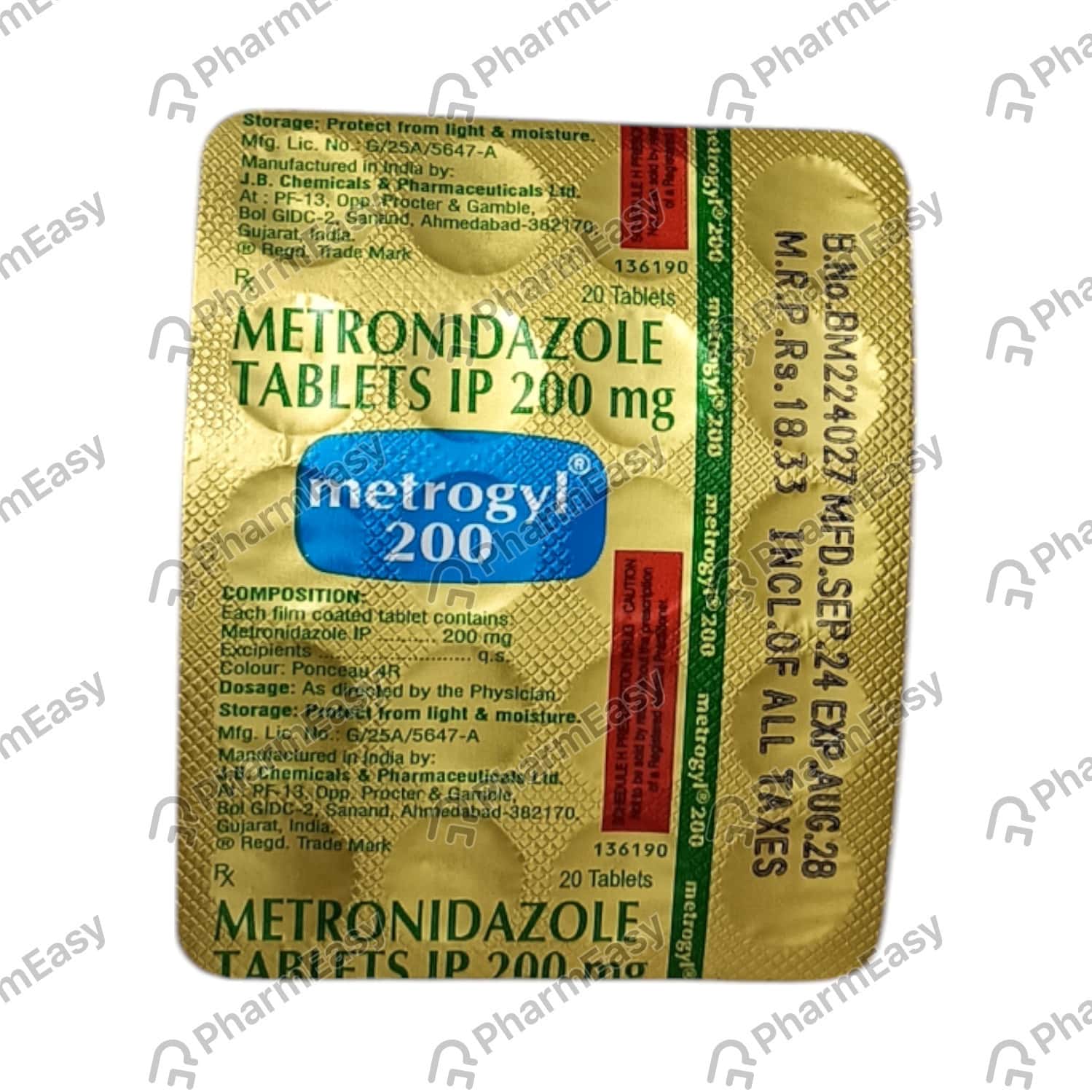 Buy Metrogyl 200 MG Tablet (20) Online at Flat 15% OFF | PharmEasy