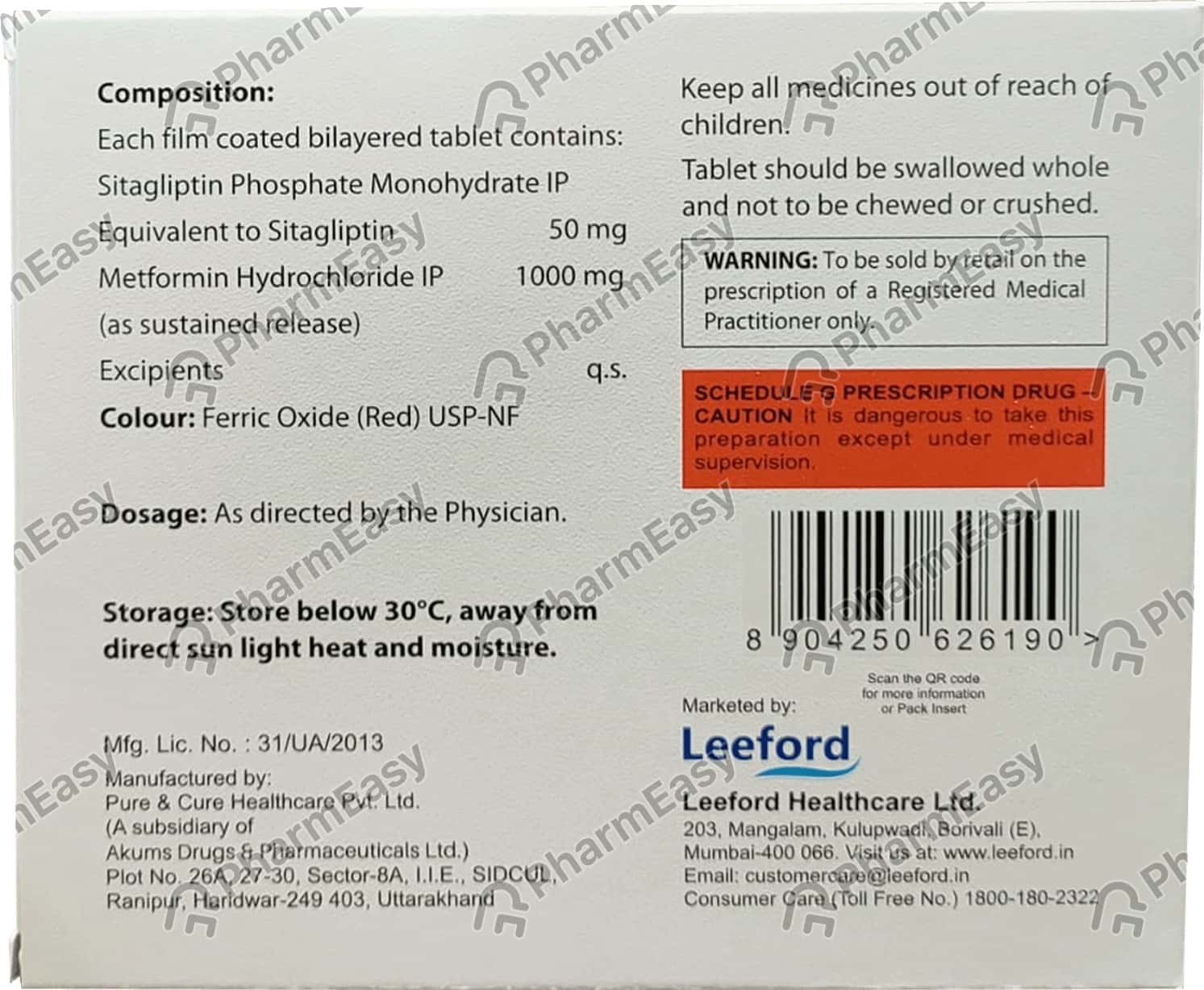 Sitaliptin 50mg M Forte Sr Strip Of 15 Tablets: Uses, Side Effects ...