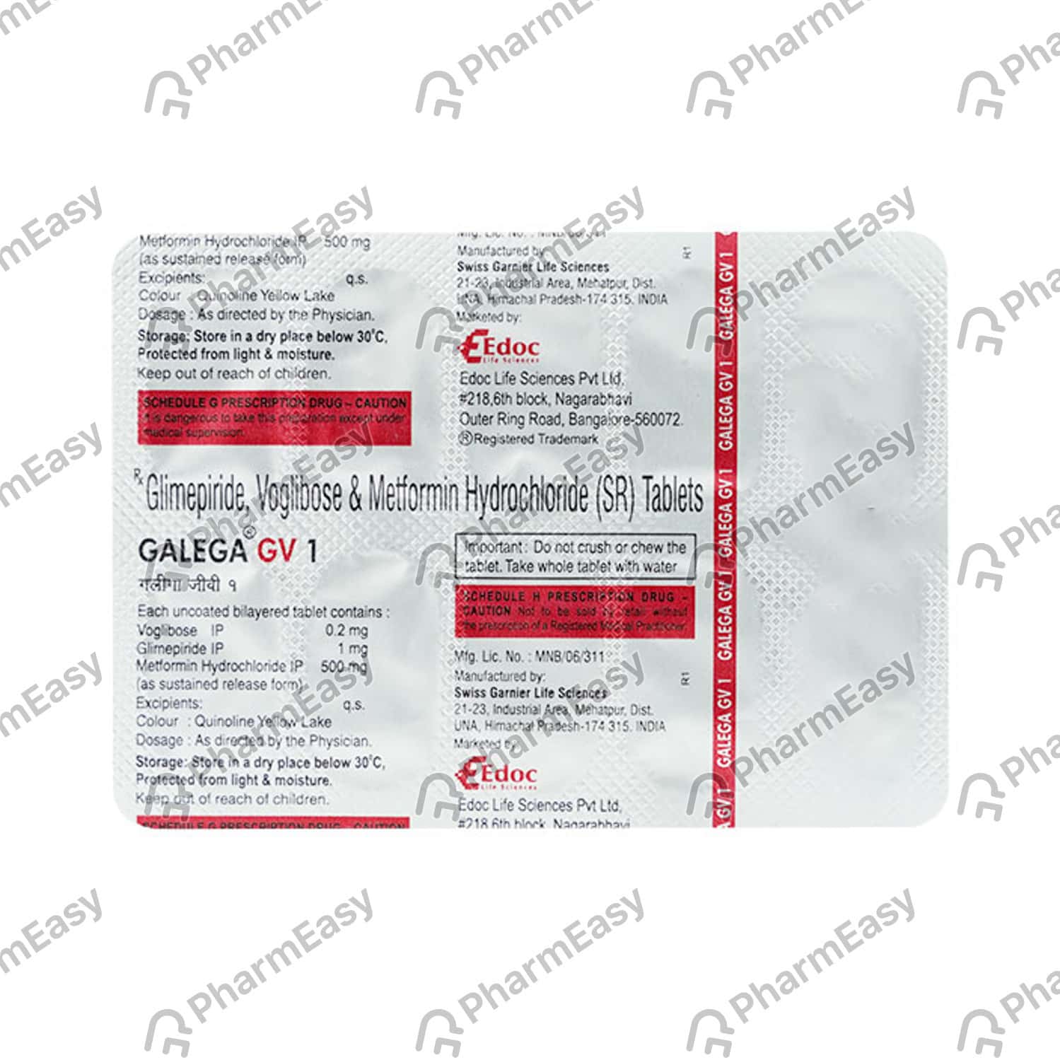 Galega Gv 1mg Strip Of 10 Tablets: Uses, Side Effects, Price & Dosage ...