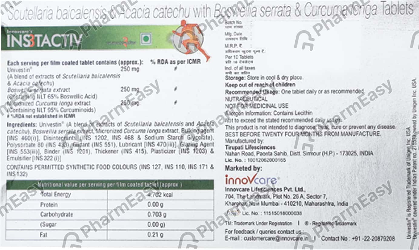 Ins3tactiv Oa 35 MG Tablet (10): Uses, Side Effects, Price & Dosage ...